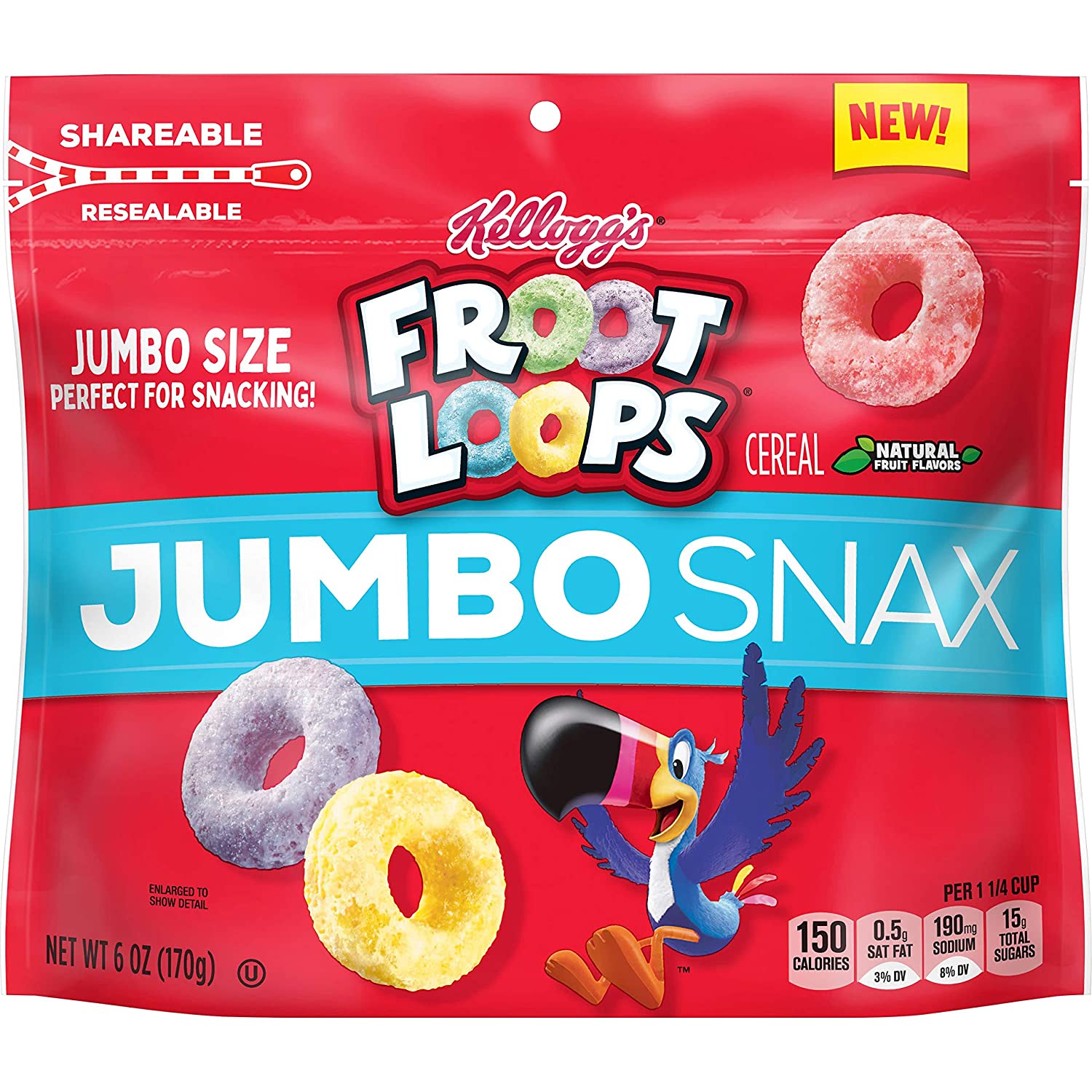 Kellogg's Fruit Loops Jumbo Snax 170g | Kostur.is